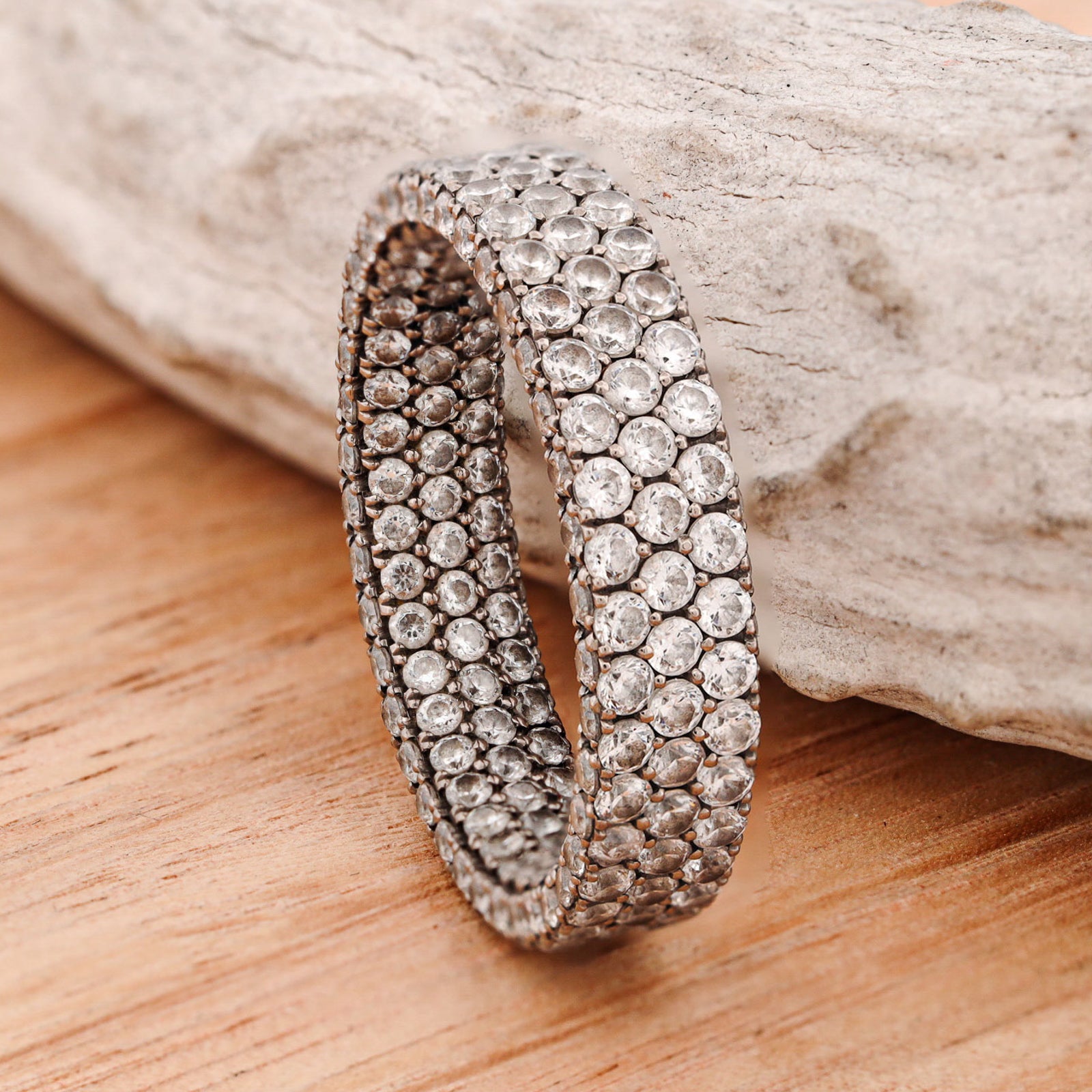 Four Sided Diamond Pave Ring, Hand Set with Diamonds Covering Every Su ...