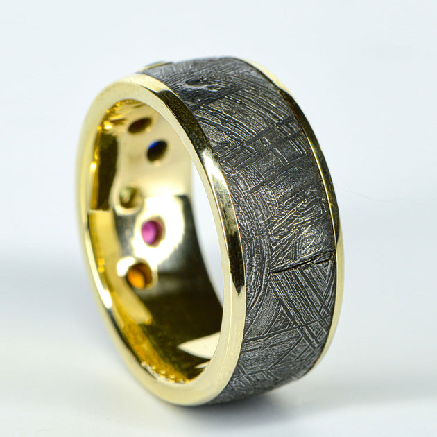 Infinity Ring, Meteorite, & Gemstones – Stone Forge Studios