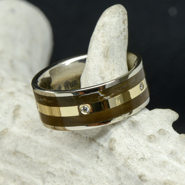Gold & Diamonds with Petrified Wood Inlays – Stone Forge Studios