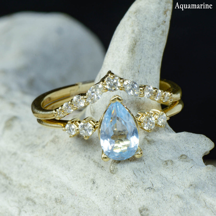 Pear Solitaire Ring with Diamond Stacking Band - ***CHOOSE YOUR STONE ...
